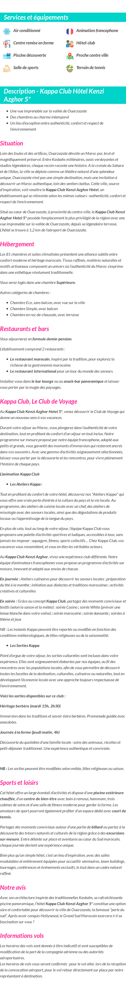 Séjour Maroc > Kappa Club Hôtel Kenzi Azghor 5* | LeComparateur.fr